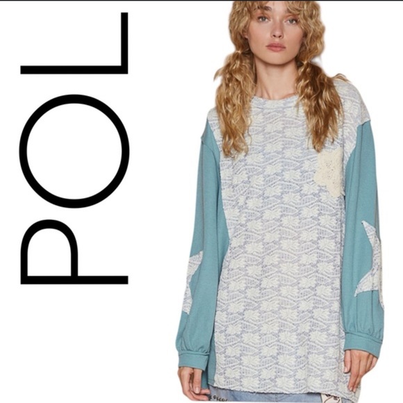 POL | Dresses | Pol Long Sleeve Tea Light Mixed Media Floral Star ...
